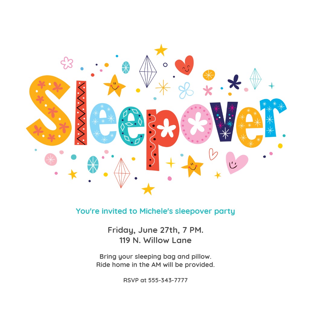 Sleepover Party Invitation Templates Free Greetings Island